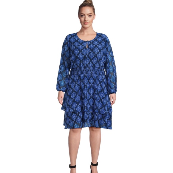 Terra And Sky | Dresses | Terra And Sky Womens Plus Navy Long Sleeve ...